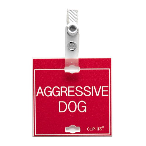 Clip-Its Cage Tag - Aggressive Dog (red with white text) | Veterinary ...